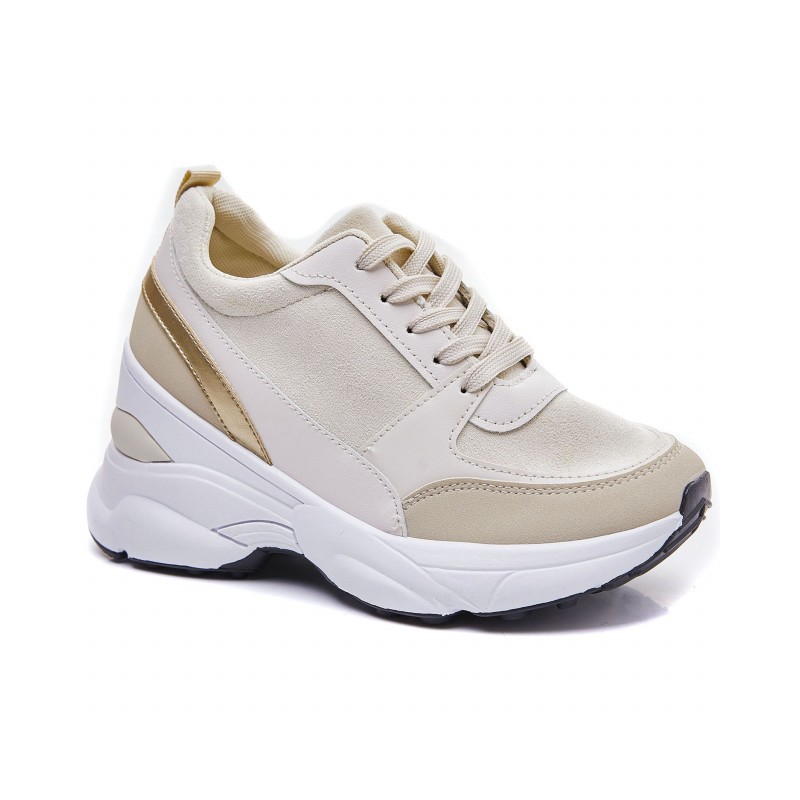 SHOES £ BAGS COLLECTION - SNEAKERS PLATEFORME EN BEIGES